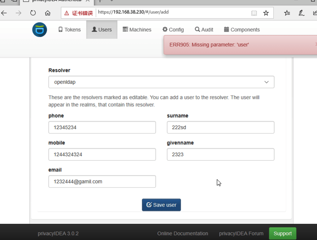 Create a new user - Question - privacyIDEA community